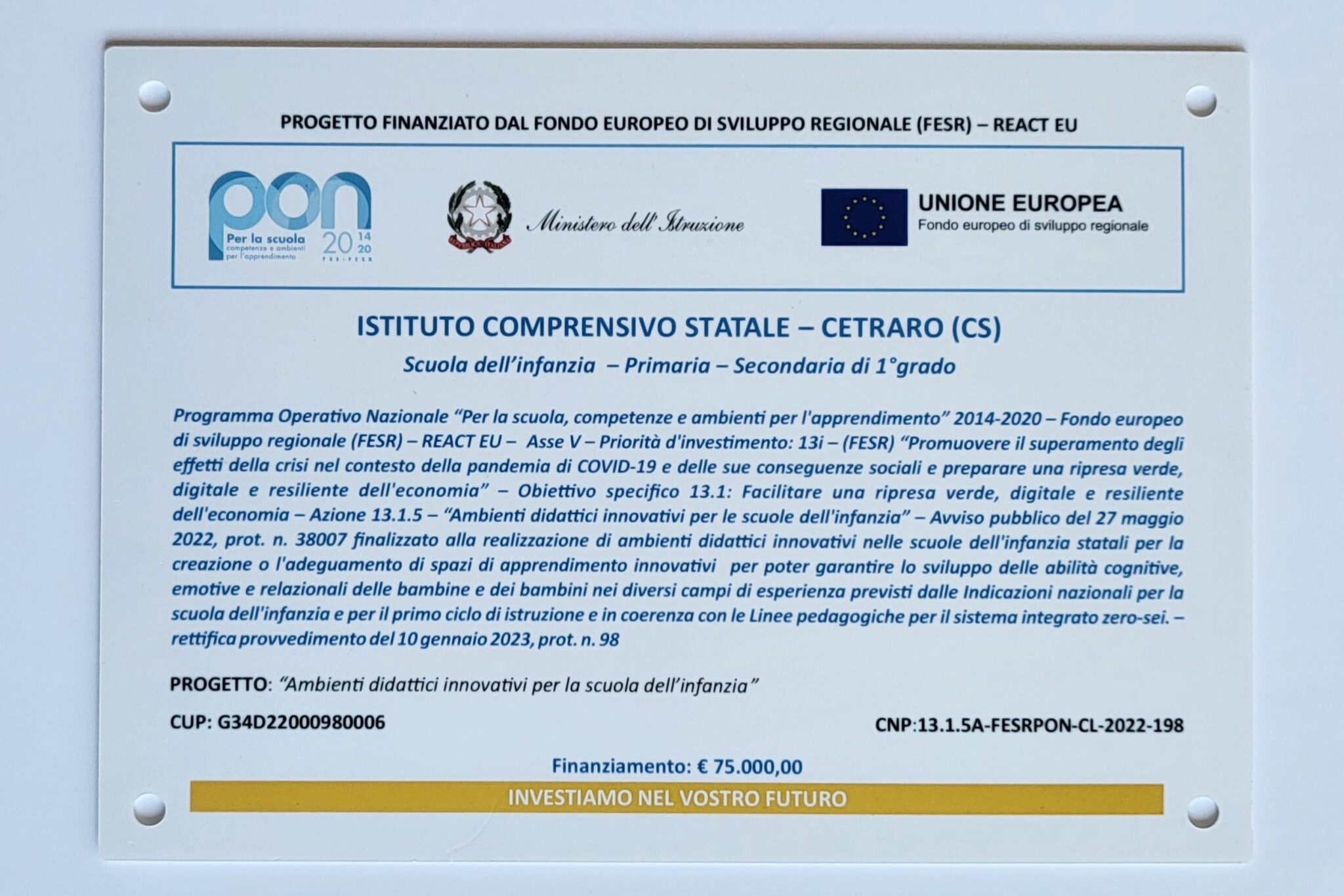 Preventivo Targhe e Materiali Pubblicitari PON PNRR Ordini MEPA